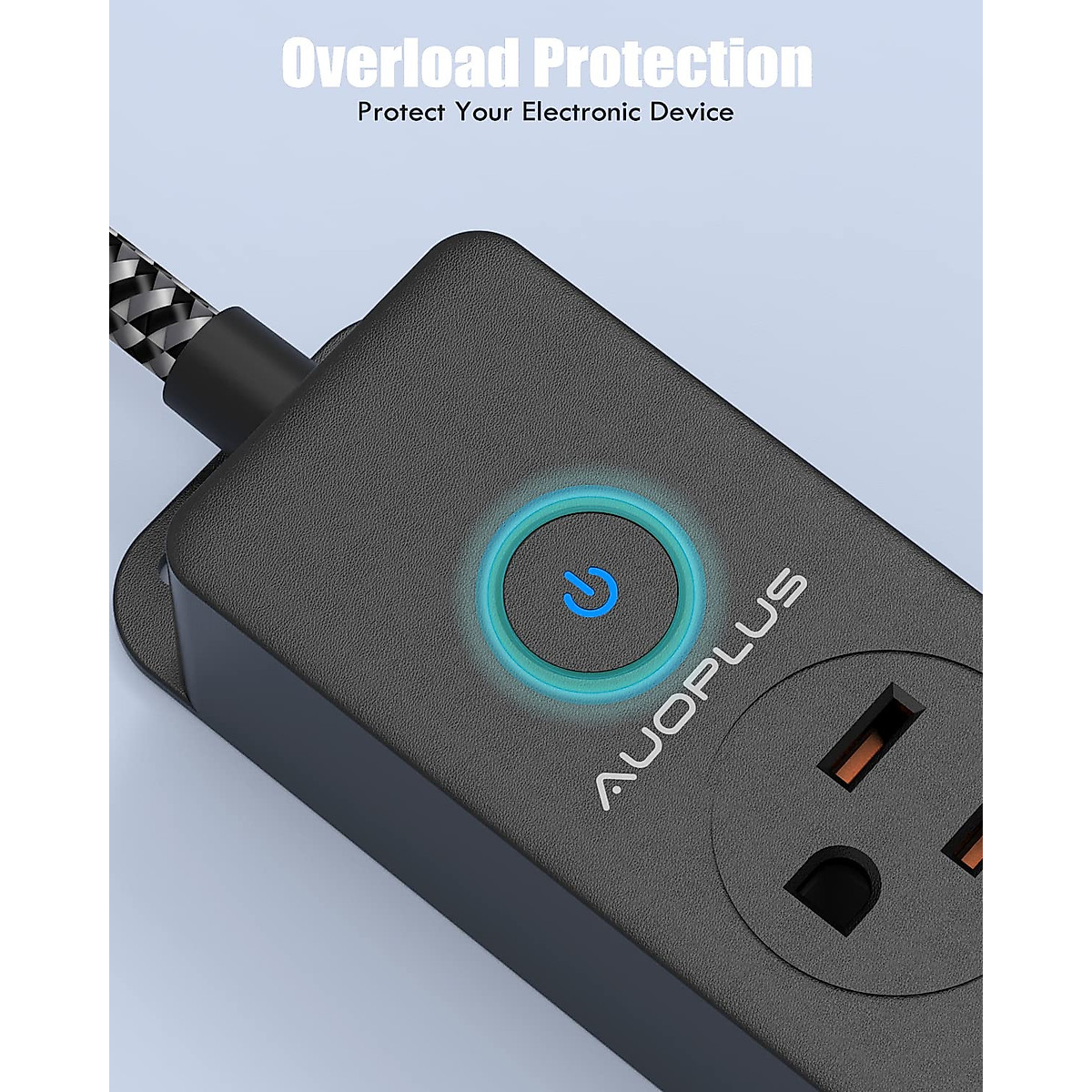 Surge Protector Power Strip with USB C Ports, 5 Outlets 3 USB Ports(1 USB C), 5FT Braided Extension Cord with Multiple Outlets, Mountable Power Strips Flat Plug for Home, Office, Dorm