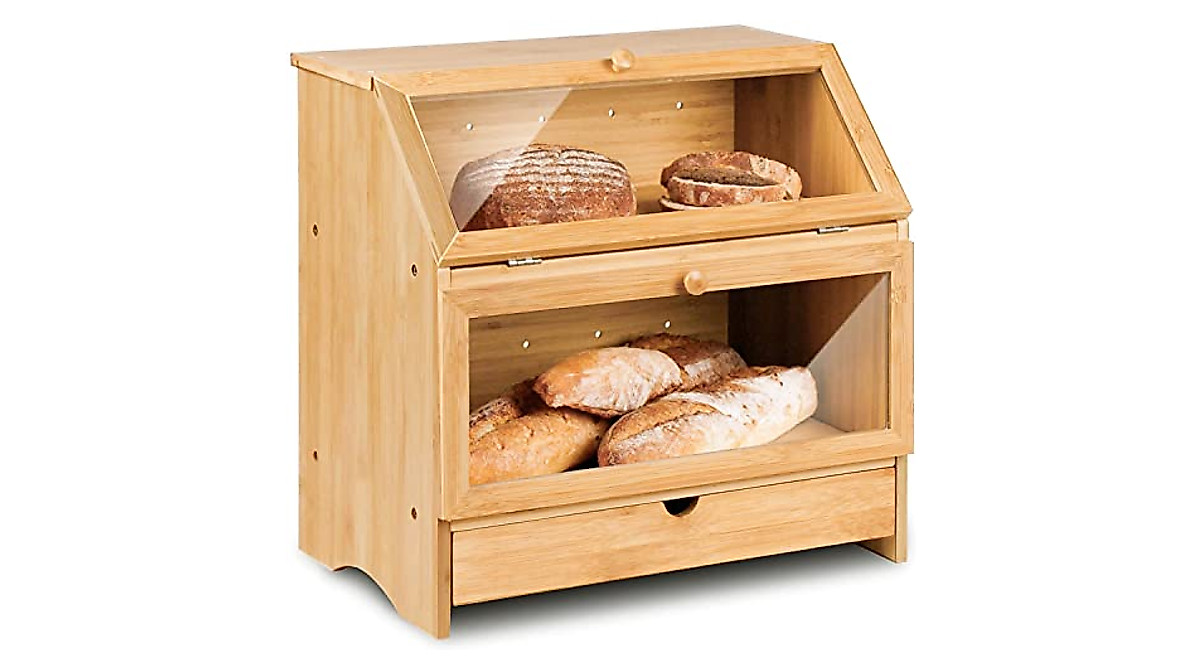 HOMEKOKO Large Bamboo Bread Box | Keep Baked Goods Fresh & Organized