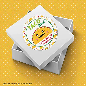 Taco ‘Bout an Awesome Teacher Appreciation Thank You Sticker Labels, 40 2" Party Circle Stickers by AmandaCreation, Great for Envelope Seals & Gift Bags