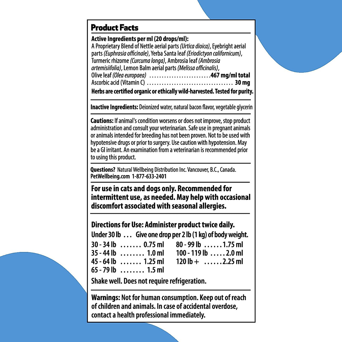 Pet Wellbeing Nettle-Eyebright Gold for Dogs & Cats - Vet-Formulated - Seasonal Sneezing, Itching, Watery Eyes - Natural Herbal Supplement 4 oz (118 ml)