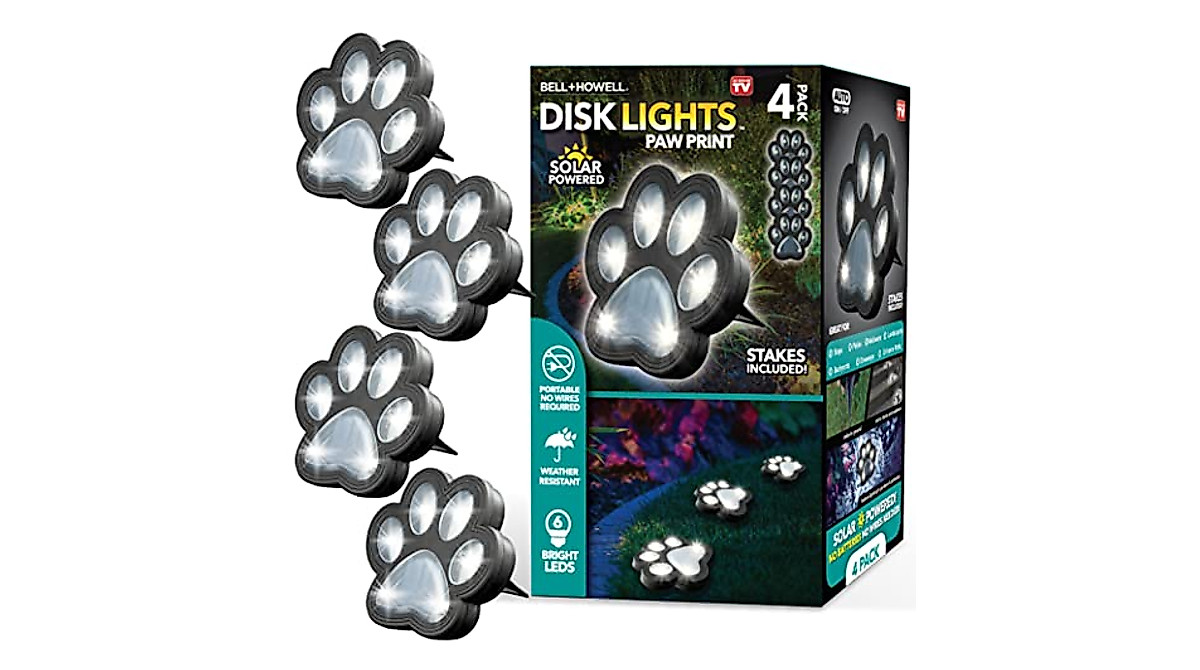 Brighten Your Yard: Bell+Howell Paw Print Solar Disk Lights