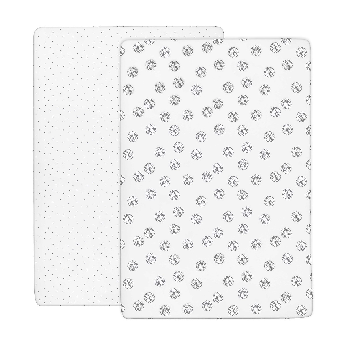 Ely's & Co. Crib Sheet 2-Pack Combed Jersey Cotton for Baby Boy or Baby Girl (Grey Dottie)