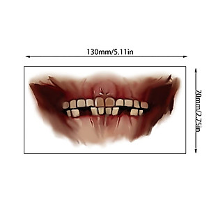 Halloween Prank Makeup Temporary Tattoo, 10Pcs Sheets Halloween Face Temporary Tattoo, Scary Big Mouth Face Tattoos Decals Kits Prank Props for Halloween Masquerade Cosplay Party