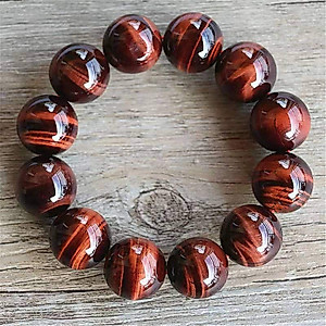 16mm Natural Red Tiger Eye Gemstone Cat Eye Round Bead Women Men Bracelet AAAA