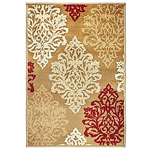 SUPERIOR Indoor Small Area Rug with Jute Backing, Modern Floral Damask, Floor Decor for Living/Dining Room, Bedroom, Farmhouse, Kitchen, Entryway, Office, Danvers Collection, 4' x 6', Brown