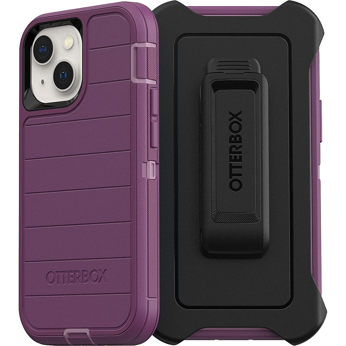 OtterBox Defender Series Screenless Edition Case for iPhone 13 Mini & iPhone 12 Mini (Only) - Holster Clip Included - Microbial Defense Protection - Non-Retail Packaging - Happy Purple
