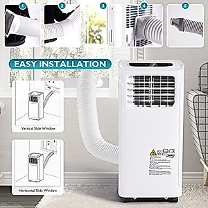 Breezestival Air Conditioner, 9700 BTU Portable Air Conditioner with Fan & Dehumidifier Cools up to 300 sq. Ft, 3-in-1 Portable AC Unit with Remote, 24H Timer&Sleep Mode, LED Display, White