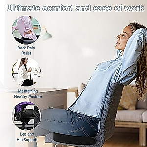 UOWGA Seat Cushion, Gel Cushion for Office Chair, Seat Cushion for Tailbone Pain, Back Pain Relief, Non-Slip Memory Foam Hip Pillow for Office Chair, Wheelchair, Driver's Seat (Black)