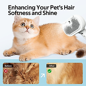 Pet Grooming Brush with Electronic Mist Spray - Gentle Deshedding Tool for Cats & Dogs, Reduces Shedding, Easy to Use, Soft Bristles, Promotes Healthy Coat-Comes with a hair smoothing comb-White