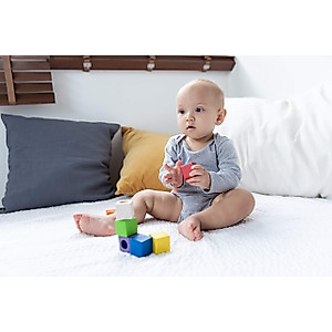 PlanToys Wooden 9 Piece Sensory Activity Blocks Learning & Development Toy (5531) | Sustainably Made from Rubberwood and Non-Toxic Paints and Dyes