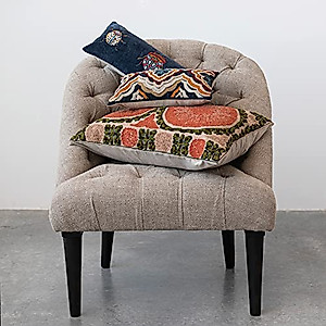 Creative Co-Op Cotton Velvet Lumbar Beetle Embroidery, Multicolor Pillow, Multi