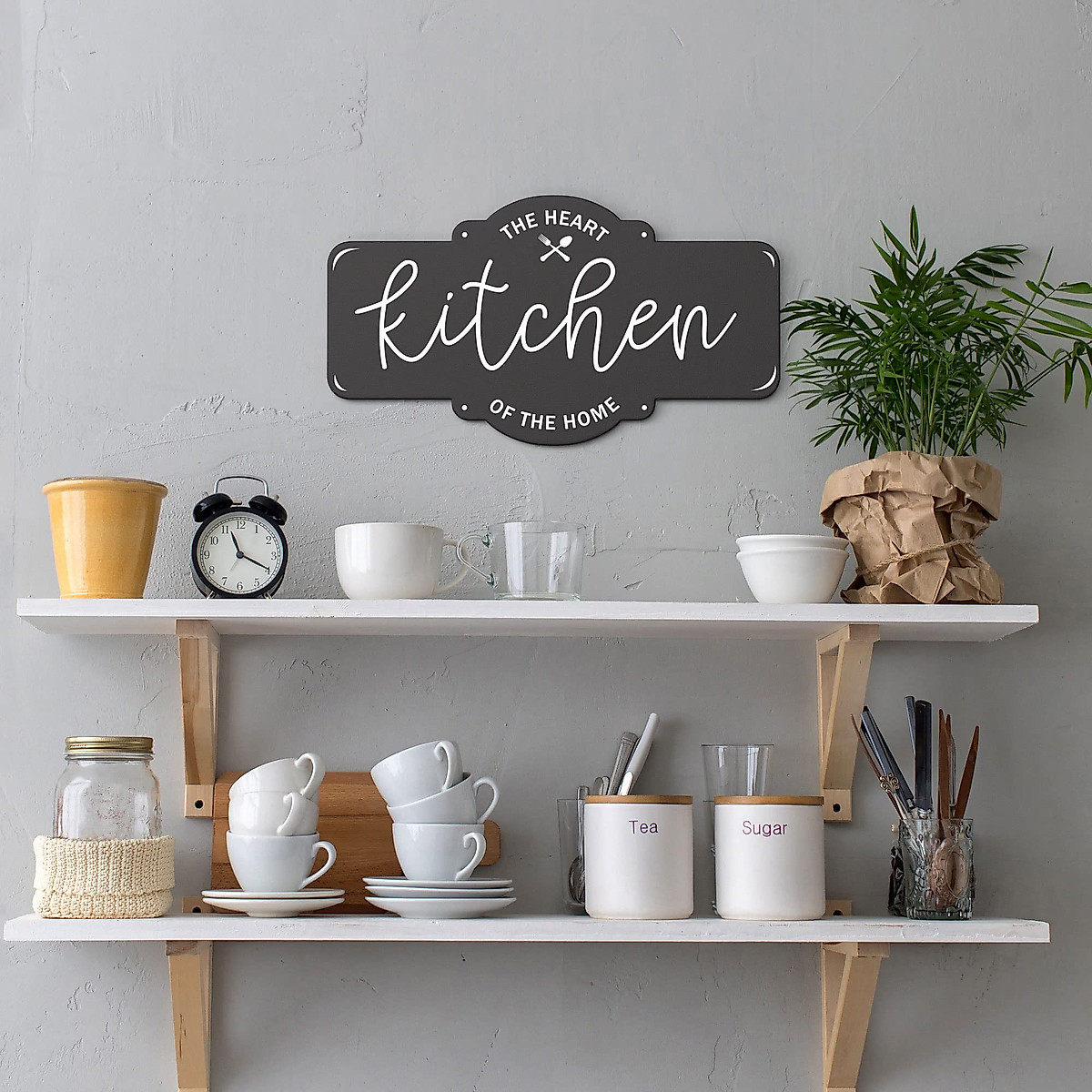 Barnyard Designs Rustic Metal Kitchen Wall Decor Sign, Country Farmhouse Decoration for Your Home, Kitchen, or Dining Room, 16” x 8.5”