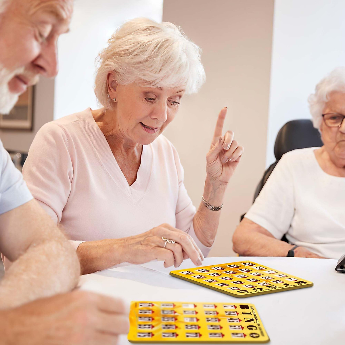 MR CHIPS Jam-Proof Easy-Read Quick-Clear Large Print Fingertip Slide Bingo Cards with Sliding Windows 10 Pack in Gold Rush Style