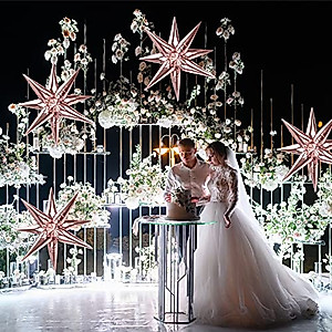 75 Pieces 26" Rose Gold Balloons Star Foil Balloons Mylar Balloons for Baby Shower, 12 Point Large Starburst Balloons for Gender Reveal, Wedding, Magical Prom or Engagement Party Decors Kids Surprise