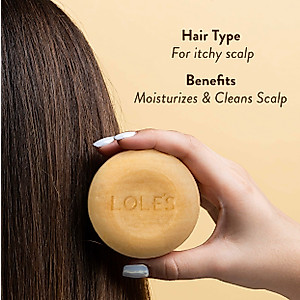 LOLE'S Shampoo Bar and Conditioner 2in1 with Jojoba Oil for Itchy Scalp & Dandruff, Moisturizes & Cleans Scalp, Travel Shampoo, Silicone Free, 3.5Oz