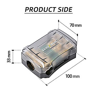 LEIGESAUDIO Copper 0/4 Gauge to 4/8 Gauge 60 Amp Mini ANL 3 Way Fuse Holder Distribution Block