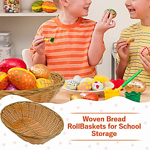 Cezoyx 16 Pack Plastic Oval Basket, 9 x 6.3 x 2.36 Inch Wicker Bread Basket Woven Empty Gift Baskets Food Storage Basket for Family Party, Kitchen, Restaurant, Centerpiece Display