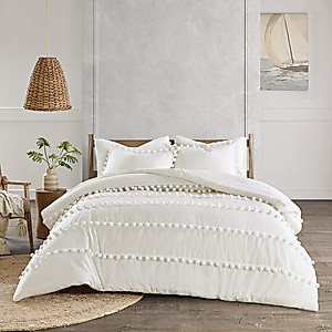 Leona 3 Piece Pom Pom Cotton Duvet Cover Set