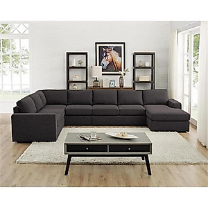 BOWERY HILL Modern Fabric Modular Sectional Sofa with Reversible Chaise in Gray