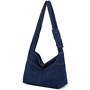 Denim Shoulder Bag for Women Hobo Tote Bag Casual Canvas Bag Retro Crossbody Bag Large Capacity Purse
