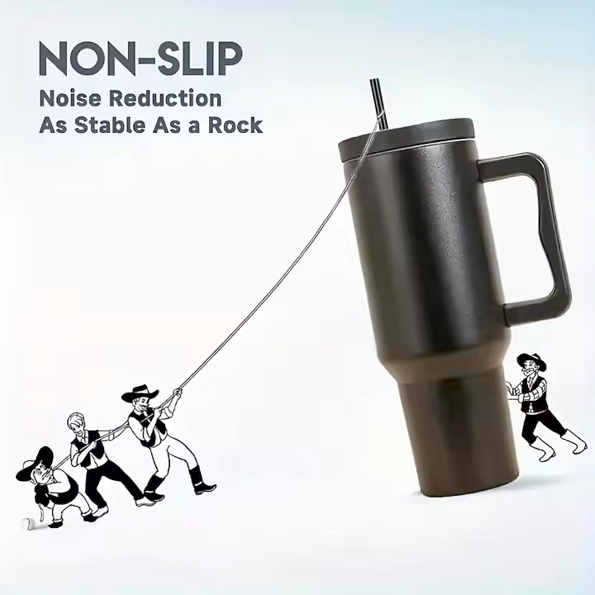 Buho Outdoor Tumbler, 40 oz, Double-Wall Insulated, Ergonomic Handle with Lid Straw (Mist Gray)