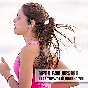 swimaudios Bone Conduction Bluetooth Headphones, Open Ear Bone Headphones, Wireless Conduction Headphones with Mic for Running, Bicycling, Hiking, Yoga - Grey