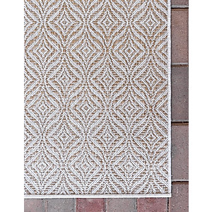 Unique Loom Outdoor Trellis Collection Area Rug - Deco Trellis (5' 3" x 8' Rectangle, Taupe/ Ivory)