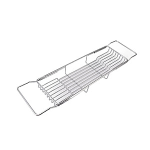 Bath Trays for Tub,Metal Marble Space Saving Bath Table Tray,Multi Functional Expandable Bathtub Caddy Tray,Anti Slip Bathroom Tray with Book Tablet Wine Glass Cup Towel Holder (Silver Black)