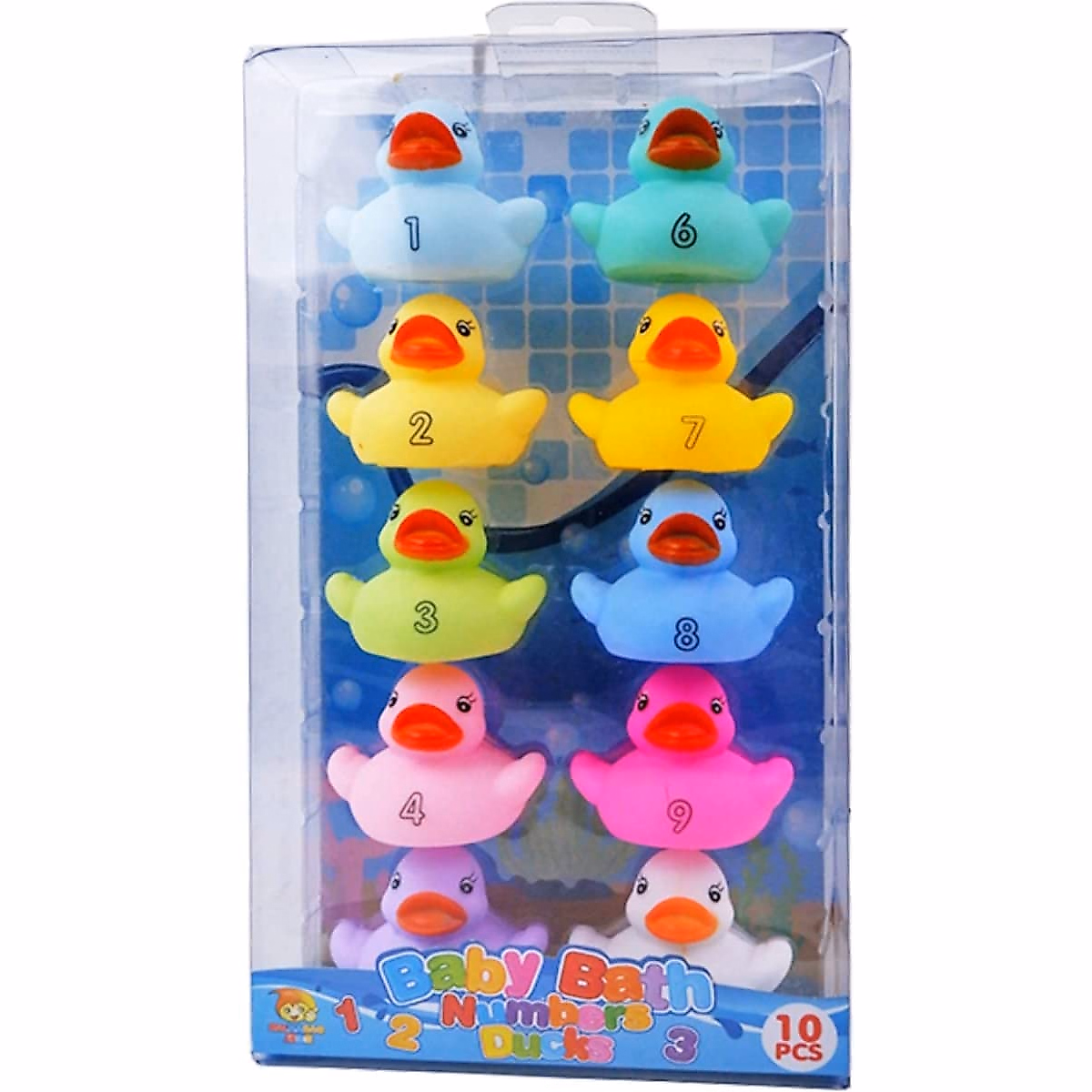 10 Pack: Numbers Counting Rubber Ducks Colorful Bath Toys - 1, 2, 3 Learn to Count Numeracy Early Learning Educational Bathtime Squeak Duckies Bathtub Set for Kids, Toddlers