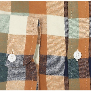 J.Crew Mercantile Men's Long Sleeve Slim-Fit Flannel Shirt (L, Brown Natural Gingham)