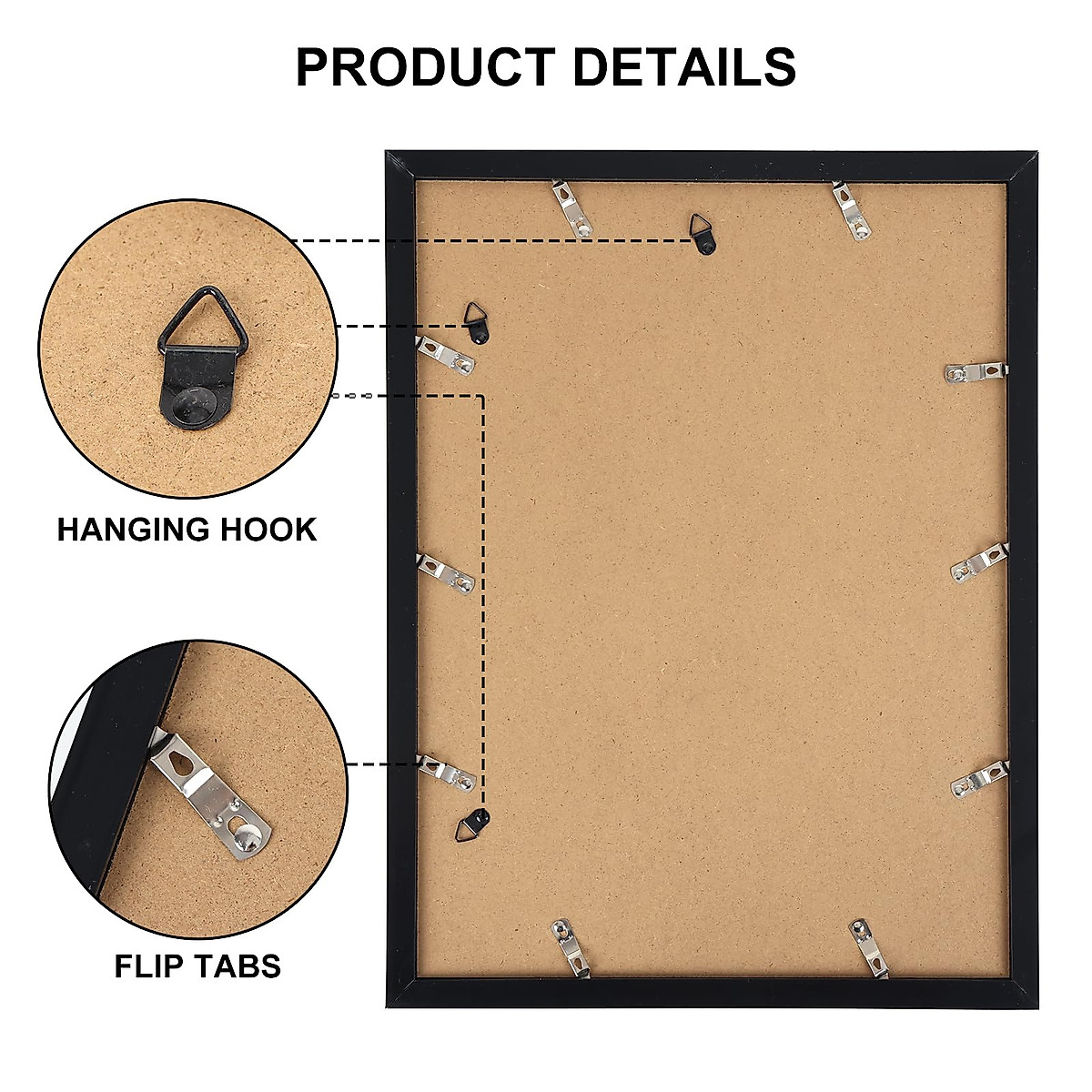 Fixwal 11x14 Picture Frame in Black, Display Pictures 8x10 with Mat or 11x14 Without Mat, Plastic Frame，Photo Frame for Wall or Tabletop Display