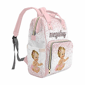 M YESCUSTOM Custom Diaper Bag with Name, Personalized Mommy Nursing Daypack with Large Capacity for Travel Birthday Gift for Women