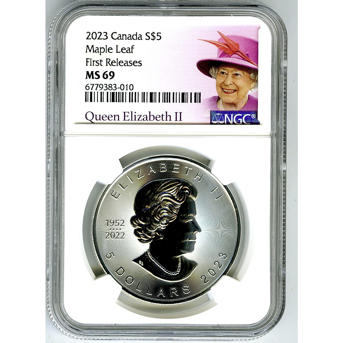 2023 CA CANADA MAPLE LEAF FIRST RELEASES QUEEN ELIZABETH S$5 NGC MS69