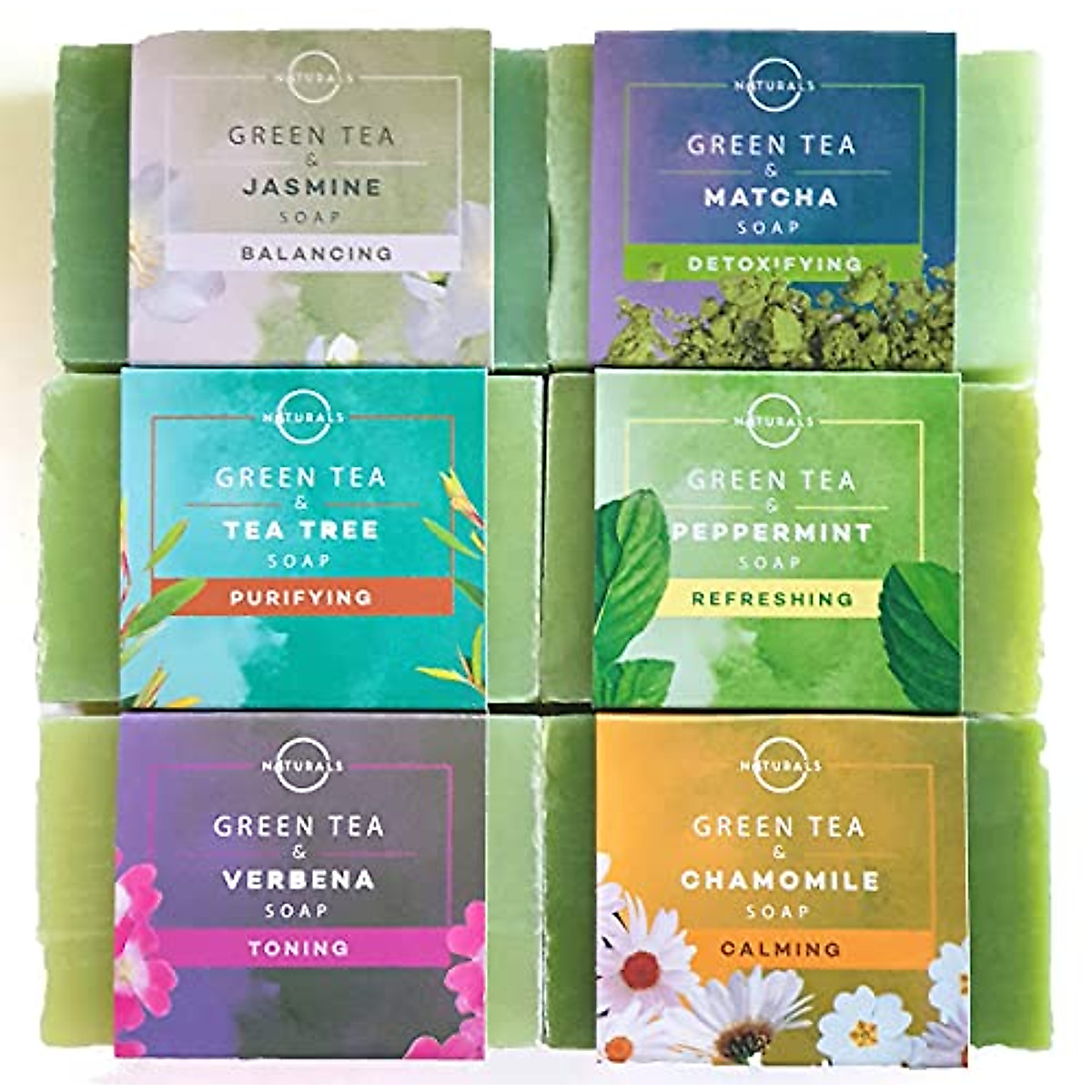 O Naturals. Natural Soap Collection and Green Tea Soap Collection Bundle. Two 6 packs 4 ounce Each Bar