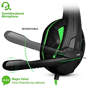 Gaming Headset,DLAND 3.5mm Wired Bass Stereo Noise Isolation Gaming Headphones with Mic for Laptop Computer, Cellphone, PS4 and so on- Volume Control (Black and Green)