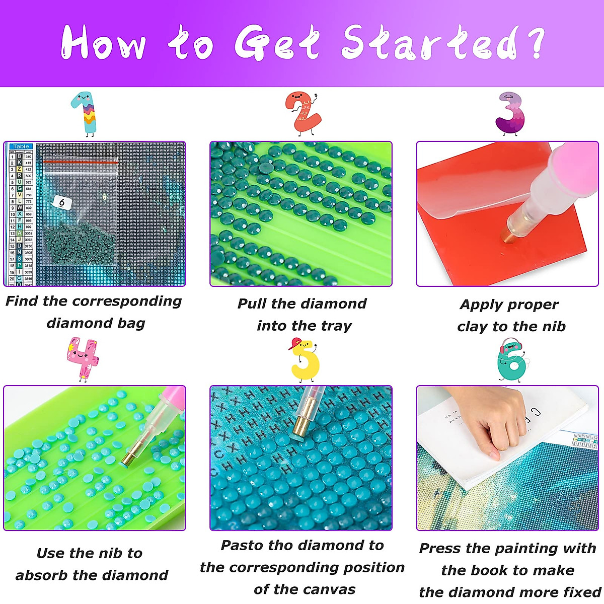 QAZWSX Full Round Drill African Black Angel Woman Art Diamond Painting Art Kits for Adults Beginners Paint with Gem Crystal Home Wall Decor 12x16 Inch