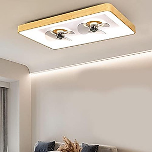 Stepless Dimming Flush Mount Ceiling Fans Lights, Modern Low Profile Bladeless LED Ceiling Fan Lights, with 6-Level Wind Speed Flush Mount Ceiling Light, for Small Room, Bedroom, Living Room ( Color :