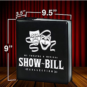 Show-Bill/Playbill Binder for Broadway and Theatre Show-Bills, Comes with 20 Sheet Protectors to Hold and Organize All Your Playbills, D-Ring, Black, by Ring Binder Depot