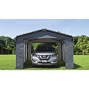 Arrow Sheds Amazon Exclusive 12' x 20' x 7' 29-Gauge Carport with Galvanized Steel Roof Panels and Enclosure Kit, Charcoal