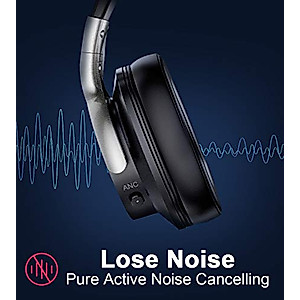 Active Noise Cancelling Bluetooth Headphones, Ausdom ANC8 Over Ear Wireless Headphones Wired Headsets with Microphone, 30H Playtime Comfortable for Travel Work TV PC Computer Cellphone Music – Black