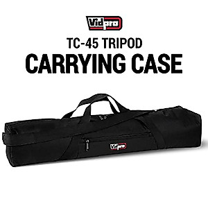 Vidpro TC-45 Tripod Carrying Case - Heavy Duty Nylon Bag with Shoulder Straps and Handles - Compact Case with Full Length Zippered Closure Plus External Pocket Fits Tripod with Head up to 45 Inches