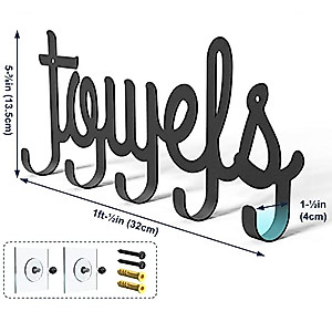 NiHome Towel Rack 5 Hooks Wall Mount Bathroom Metal Holder Organizer for Bathroom Space Saving Waterproof Rustproof Easy Installation (Black)