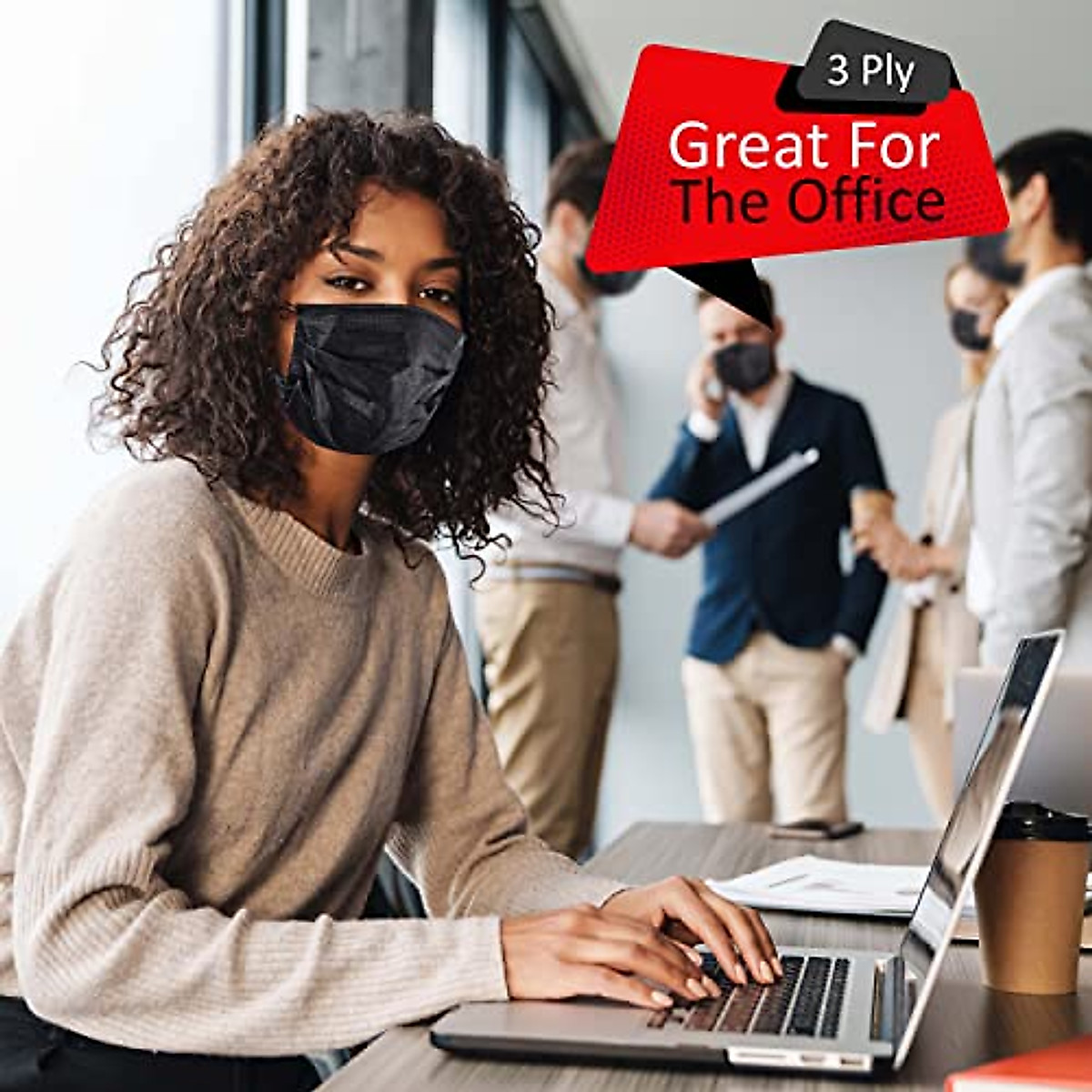 2000 Black Disposable Face Masks Bulk (40 Packs, 50pcs/Pack), Non Woven Thick 3-Layers Breathable Facial Masks with Adjustable Ear loop, Mouth and Nose Cover