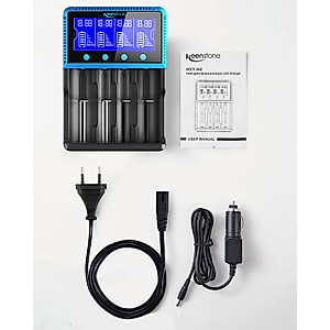 18650 Battery Charger, Keenstone Smart Universal Charger LCD Display for Rechargeable Batteries Ni-MH Ni-Cd AA AAA Li-ion LiFePO4 IMR 10440 14500 16340 RCR123A 26650