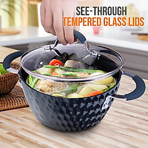 NutriChef Durable Non-Stick Dutch Oven Pot - High-Qualified Kitchen Cookware with See-Through Tempered Glass Lids, 3.6 Quarts, Works with Model: NCCW11DS), One size, Blue - NutriChef PRTNCCW11DSDOP