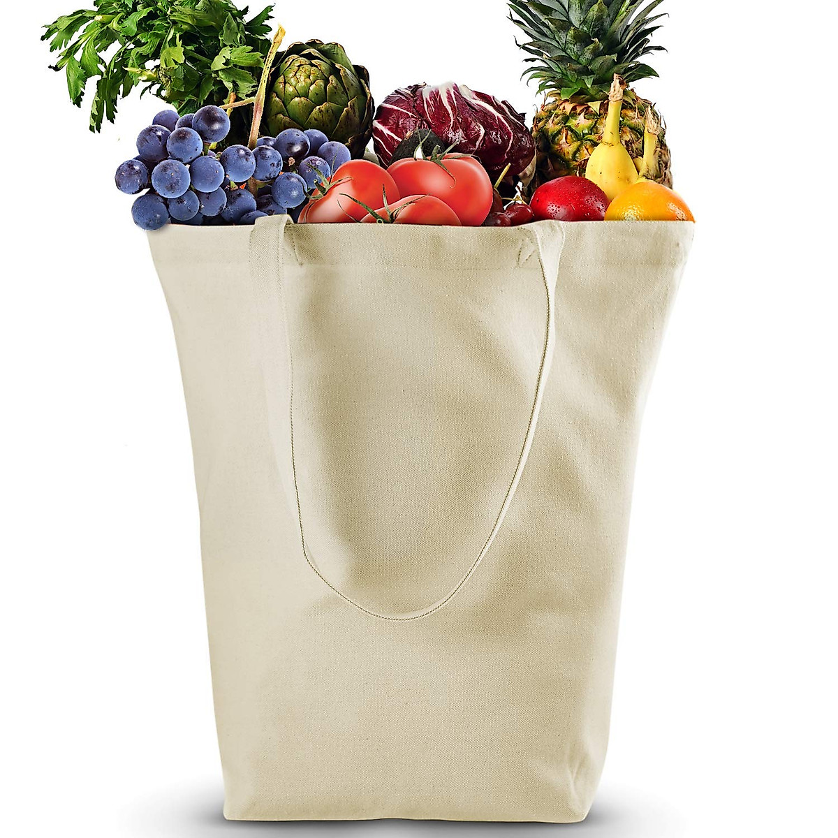Jesty Crafts Heavy Duty Large Canvas Tote Bag with Large Bottom Gusset - 4 Pack of 12oz Reusable Canvas Grocery Bags - Perfect Canvas Bags for Crafts, HTV, Groceries, Shopping - 16H X 16W x 6.5D inch