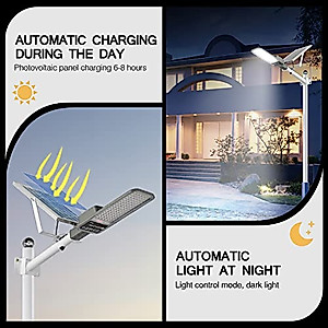 Vikrami 300W Solar Street Lights Outdoor Waterproof 30000LM, Dusk to Dawn, with Motion Sensor and Remote Control, Suitable for courtyards, Gardens, Streets, Garage, etc. Wall or Pole Mount
