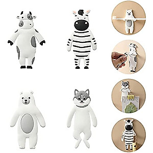 SUBIAOY Adhesive Wall Hooks-4PCS Cute Animal Decorative Wall Hooks Reusable Waterproof Self Adhesive Hooks Bear Cow Dog Zebra Sticker Refrigerator Gifts Can Washed Home Decoration Wall Hook