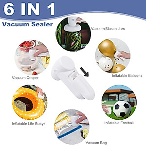 Mason Jar Vacuum Sealer, Electric Vacuum Jar Sealer For Food Saver, 6-in-1 Handheld Vacuum Pump Fits Wide and Regular Mouth Mason Jars for Vacuum Canning Seal Containers