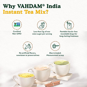 VAHDAM, Spiced Chai Tea Latte Instant Powdered Mix (240g/8.47oz) 30 Servings- Indian Masala Chai | Instant Chai Tea Powder With Whole Milk Powder